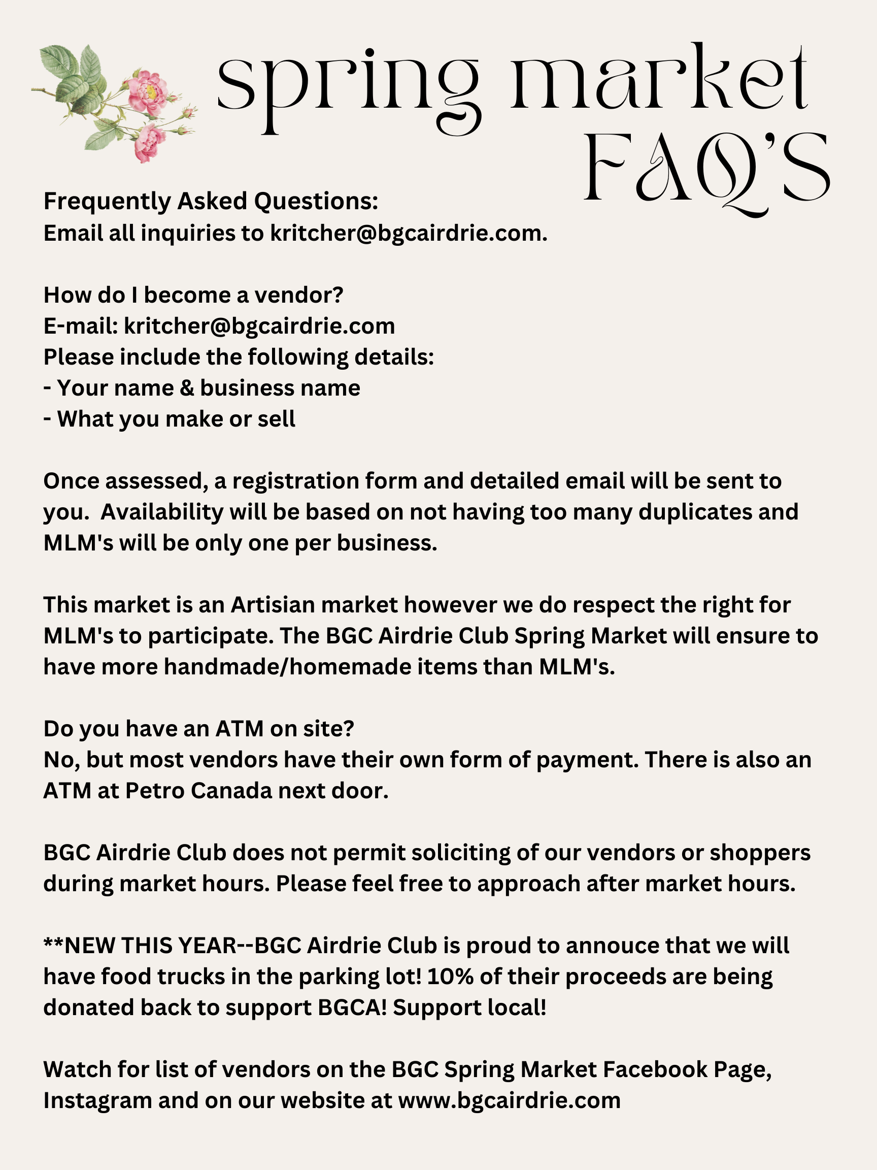 Spring Market - BGC Airdrie Club